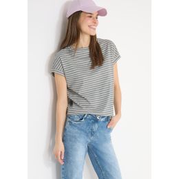 Cecil Damen T-Shirt, grau, Gr. XXL, gestreift, Web, 100% Baumwolle, Shirts, aus reiner Baumwolle