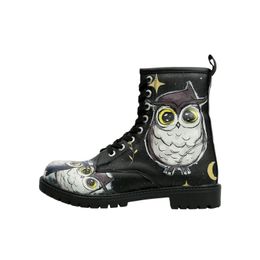 DOGO Damen Schn&uuml;rboots "Black Longe Boots Schn&uuml;rstiefel Cat Lovers Damen Stiefeletten", Gr. 39, braun, Lederimitat, Schuhe, Handgefertigt