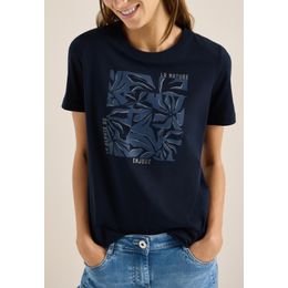 Cecil Damen T-Shirtuniversal blau, Gr. L, bedruckt, Web, 100% Baumwolle, Shirts, aus reiner Baumwolle