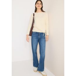 Cecil Damen Langarmshirtcreamy wei&szlig;, Gr. XL, gemustert, Stoff, 65% Polyamid, 23% Polyester, 12% Viskose, Shirts, mit Tunnelzug am Saum