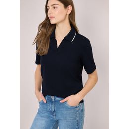 Cecil Damen Poloshirtuniversal blau, Gr. M, unifarben, Web, 48% Baumwolle, 48% Modal, 4% Elasthan, Shirts, in Unifarbe