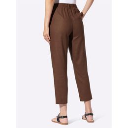 Heine Damen Bundfaltenhoseschoko, Gr. 50, unifarben, 55% Leinen, 45% Viskose, Hosen