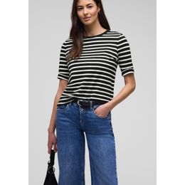 Street One Damen T-Shirt, schwarz-wei&szlig;, Gr. 34, gestreift, Web, 100% Baumwolle, Shirts, aus reiner Baumwolle