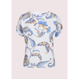 Madeleine Mode MADELEINE Damen Longpullover "Strickpullover Druckpullover mit Allover-Print", wei&szlig;, Modern, Gr. 34, Obermaterial: 50% Baumwolle CO. 50% Polyester