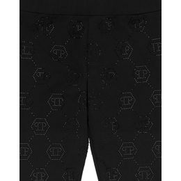 Philipp Plein Damen Leggings "Monogram Verziert"0202, schwarz, schwarz, Gr. 14, Obermaterial: 5% Elasthan, 95% Baumwolle, Hosen