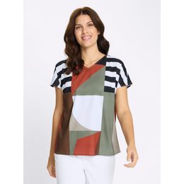 Classic Basics Damen Schlupfbluseterra, schlamm, bedruckt, Gr. 40, bedruckt, gemustert, mehrfarbig, 100% Polyester, Blusen