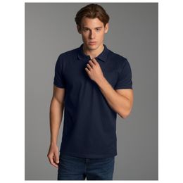 TRIGEMA Herren Poloshirt "TRIGEMA Slim Fit Poloshirt aus DELUXE-Piqu&eacute;", blau, Basic, Gr. L, Piqu&eacute;, 100% Baumwolle, Shirts