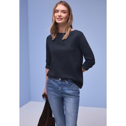 Street One Damen 3/4-Arm-Shirtshadowed navy, Gr. 38, unifarben, Web, 100% Baumwolle, Shirts, aus reiner Baumwolle