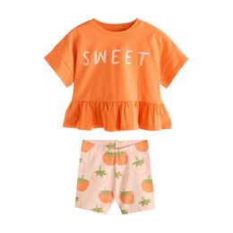 next Set: T-Shirt und Shorts M&auml;dchen Gr&ouml;&szlig;e 74 gr&uuml;n / orange / apricot