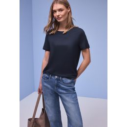 T-Shirt Street One, Damen, Gr. 34, shadowed navy, Web, 50% Baumwolle, 50% Modal, unifarben, comfort fit normal, Rundhals, normaler Saum, Shirts T-Shirt, in Unifarbe