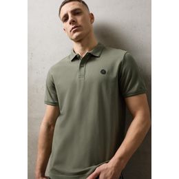 Poloshirt Street One MEN, Damen, Gr. L (42), rustic gr&uuml;n, Web, 95% Baumwolle, 5% Elasthan, unifarben, comfort fit normal, hoch geschlossener Ausschnitt, normaler Saum, Shirts, aus Baumwolle mit Stretchante