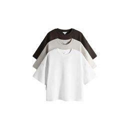 The Set T-Shirt Damen Gr&ouml;&szlig;e S schoko / taupe / wei&szlig;