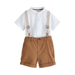 Baker By Ted Baker Set: Hemd, Shorts und Hosentr&auml;ger Jungen Gr&ouml;&szlig;e 86 karamell / stone / wei&szlig;