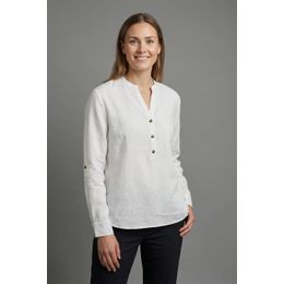 Freequent Damen Langarmbluse "FQLAVA-SHIRT", wei&szlig;, Gr. M, meliert, unifarben, Web, Obermaterial: 55% Leinen, 45% Viskose, Blusen, Leinenmix, mit