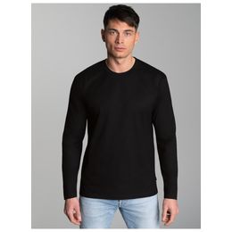 TRIGEMA Herren T-Shirt "TRIGEMA Langarmshirt aus 100% Baumwolle", schwarz, Basic, Gr. M, Single Jersey, 100% Baumwolle, Shirts