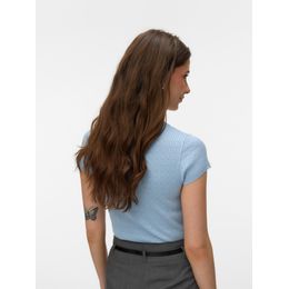 V&eacute;ro Moda VERO MODA Damen Kurzarmpullover "VMSILJE C/S O-NECK POINTELLE PULL NOOS"cashmere blau, Gr. S, unifarben, Strick, Obermaterial: 77% Viskose, 23%