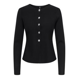 Only Damen Strickjacke "ONLMELLI LIFE LS ONECK BUT CARDI RP KNT"schwarz detail:new silber buttons, Gr. M, unifarben, Strick, Obermaterial: 70%