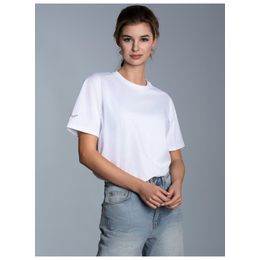 TRIGEMA Damen T-Shirt "TRIGEMA T Shirt aus Biobaumwolle", wei&szlig;, Basic, Gr. L, Single Jersey, 100% Baumwolle (Bio-Baumwolle kbA), Shirts
