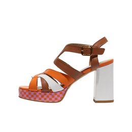 Fly London Damen High-Heel-Sandalette "Fly London Sandalen Leder", Gr. 39, braun, Leder, Schuhe