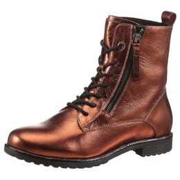 Ara Damen Schn&uuml;rboots "LIVERPOOL", Gr. 8,5mokka, Glattleder, metallic, Schuhe, Kurzstiefel, Biker Boots in Bequemweite G (= weit)