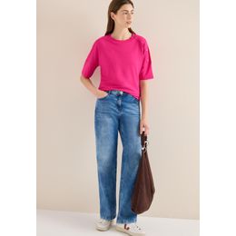 Cecil Damen T-Shirtbeetroot pink, Gr. L, unifarben, Web, 48% Baumwolle, 48% Modal, 4% Elasthan, Shirts, Rundhalsausschnitt
