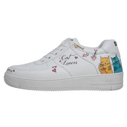 DOGO Damen Sneaker "Dice Low-Top Sneaker Daisy Stripes Damen Sneaker, Dice Low-Top", Gr. 37, rot, Lederimitat, Schuhe, Handgefertigt
