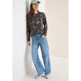 Cecil Damen Langarmshirt, bunt, Gr. XXL, gemustert, Web, 50% Baumwolle, 50% Modal, Shirts, mit U-Boot-Ausschnitt