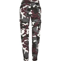 Urban Classics Damen Cargohose "Urban Classics Damen Ladies High Waist Camo Cargo Pants", grau, Gr. 26, 98% Baumwolle, 2% Elasthan, Hosen
