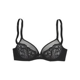 Lascana Damen B&uuml;gel-BH "Flora", Gr. 80, schwarz, Spitze, Obermaterial: 94% Polyamid, 6% Elasthan, BHs, mit feiner Spitze und edlem Glitzeraccessoire,