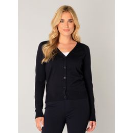 Base Level Damen Strickjacke "Yvon", blau, Gr. 36, unifarben, Strick, Obermaterial: 80% Viskose, 20% Polyamid, Strickjacken, mit V-Ausschnitt