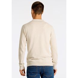 LINDBERGH Herren Troyer "Troyer Slim Fit"sanftes wei&szlig; mel, Gr. XL, unifarben, Obermaterial: 80% Viskose, 20% Nylon, Pullover