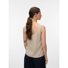 V&eacute;ro Moda VERO MODA Damen Blusenshirt "VMMYMILO S/L TOP WVN GA"silber lining, Gr. L, unifarben, Jersey, Obermaterial: 55% Viskose, 45% Leinen, Shirts