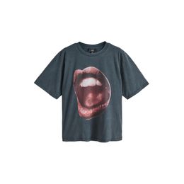 Rockett St George T-Shirt 'Lips' Damen Gr&ouml;&szlig;e L dunkelgrau / pastellrot / schwarz / offwhite