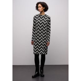 Street One Damen Midikleid, schwarz-wei&szlig;, Gr. 34, gemustert, Stoff, 52% Polyamid, 33% Polyester, 14% Viskose, 1% Elasthan, Kleider, mit grafischem