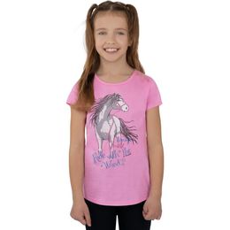 TRIGEMA M&auml;dchen T-Shirt "TRIGEMA T-Shirt mit Pferd", pink, Gr. 140, Single Jersey, 100% Baumwolle, Shirts