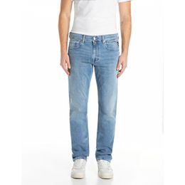 Replay Herren Straight-Jeans "GROVER", blau, Gr. 30, Denim/Jeans, Obermaterial: 91% Baumwolle, 6% Elastomultiester, 3% Elasthan, Jeans, in vielen