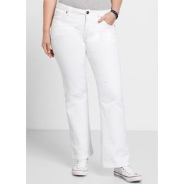 sheego Damen Bootcut-Jeans, wei&szlig;, Gr. 100, unifarben, 75% Baumwolle, 24% Polyester, 1% Elasthan, 98% Baumwolle, 2% Elasthan, Jeans