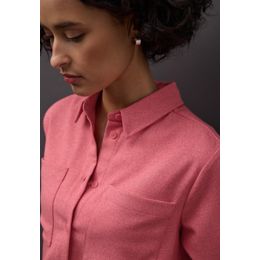 Street One Damen Langarmbluse, rosa, Gr. 44, unifarben, Stoff, 63% Polyester, 34% Viskose, 3% Elasthan, Blusen, mit Brusttaschen