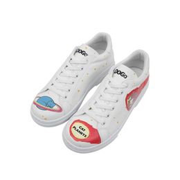 DOGO Damen Sneaker "Ace Low-Top Sneaker Best Of Tweety And Sylvester Black Damen", Gr. 36, rot, Lederimitat, Schuhe, Handgefertigt