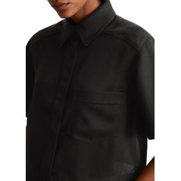 Marc O'Polo MARC O'POLO Damen Kurzarmbluse "aus Naia -Twill", schwarz, Gr. 44, unifarben, Obermaterial: 100% Acetat, Blusen