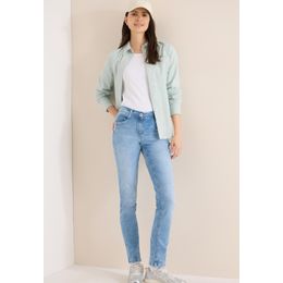Cecil Damen Slim-fit-Jeans, blau, Gr. 31, unifarben, Jeans, 78% Baumwolle, 20% Polyester, 2% Elasthan, Jeans, Middle Waist