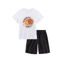 Jungen Pyjama, AUTHENTIC LE JOGGER, Gr. 182, schwarz-wei&szlig;, Jersey, Obermaterial: 100% Baumwolle, unifarben, Basic, Homewear-Sets, Schlafanzug mit