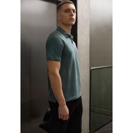 Poloshirt Street One MEN, Herren, Gr. L (42), sea gr&uuml;n, Web, 50% Baumwolle, 48% Polyester, 2% Elasthan, unifarben, normal normal, hoch geschlossener Ausschnitt, abgesteppt, Shirts, im soften Baumwoll-Mix