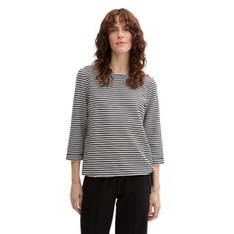 Tom Tailor Damen Langarmshirt "Loose", schwarz-wei&szlig;, Gr. XL, gestreift, Single Jersey, Obermaterial: 75% Baumwolle, 20% Polyester, 5% Elasthan,