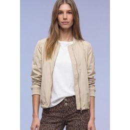 Street One Damen Blouson, beige, Gr. 46, unifarben, Stoff, Obermaterial: 100% Polyester. Futter: 100% Polyester, Jacken, mit Rundhalsausschnitt