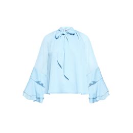 Vera Mont Damen Chiffonbluse "Damen mit Volant", blau, Gr. 36, Chiffon, Obermaterial: 100% Polyester, Blusen