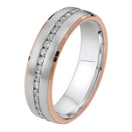 DOOSTI Damen Trauring "Schmuck Geschenk Silber 925 Trauring Ehering Partnerring LIEBE", 52,mit Zirkonia, Silber 925 (Sterlingsilber), 5,5mm, rosa,