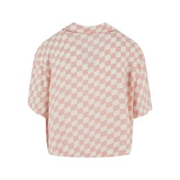 Urban Classics Damen Kurzarmshirt "Urban Classics Damen Ladies Resort Shirt"lemonadepinkcheck, Gr. XS, gebl&uuml;mt, 100% Viskose, Shirts