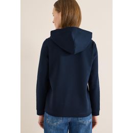 Cecil Damen Hoodieuniversal blau, Gr. S, unifarben, Sweatware, Obermaterial: 80% Baumwolle, 15% Polyester, 5% Elasthan, Sweatshirts, mit Strings