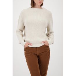 monari Damen Strickpulloveralmond, Gr. 46, unifarben, Strick, Obermaterial: 94% Baumwolle, 6% metallisierte Fasern, Pullover, Regular fit mit